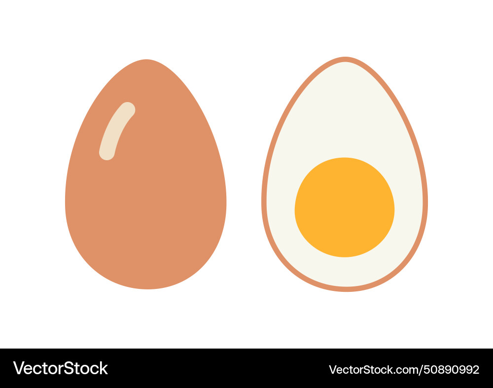 Eggs in shell and half cartoon style isolated Vector Image