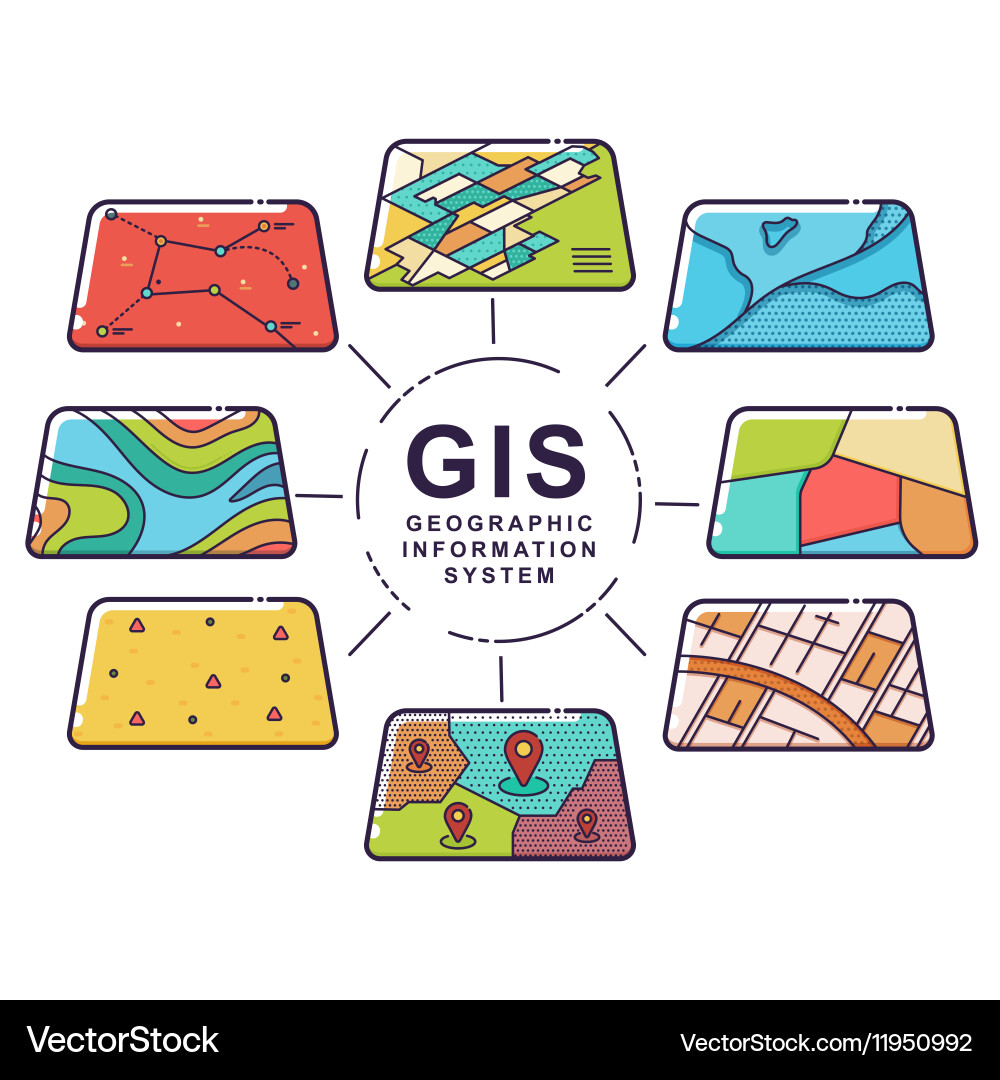 Gis concept data layers for infographic Royalty Free Vector