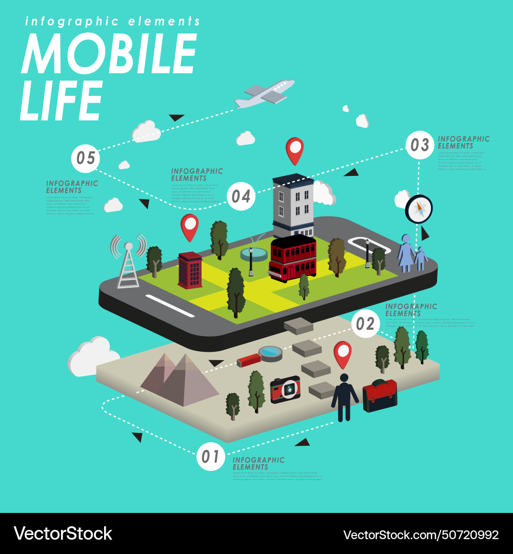 Mobile life flat design Royalty Free Vector Image
