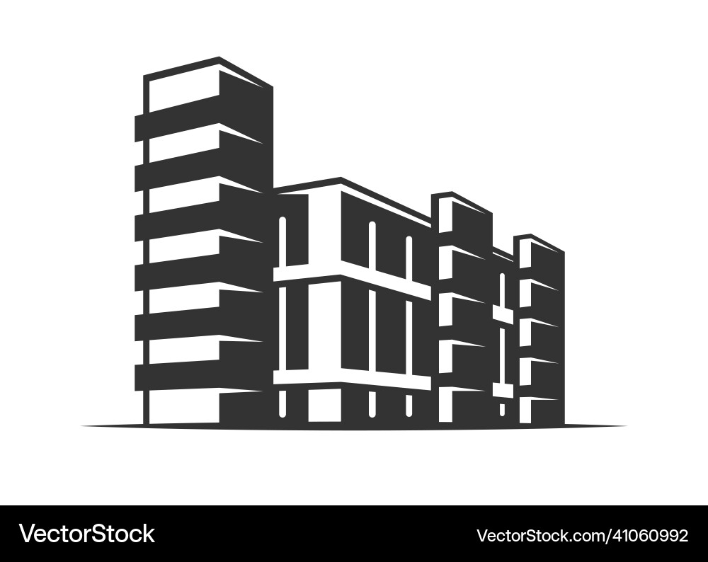 Modern building construction isolated on white Vector Image