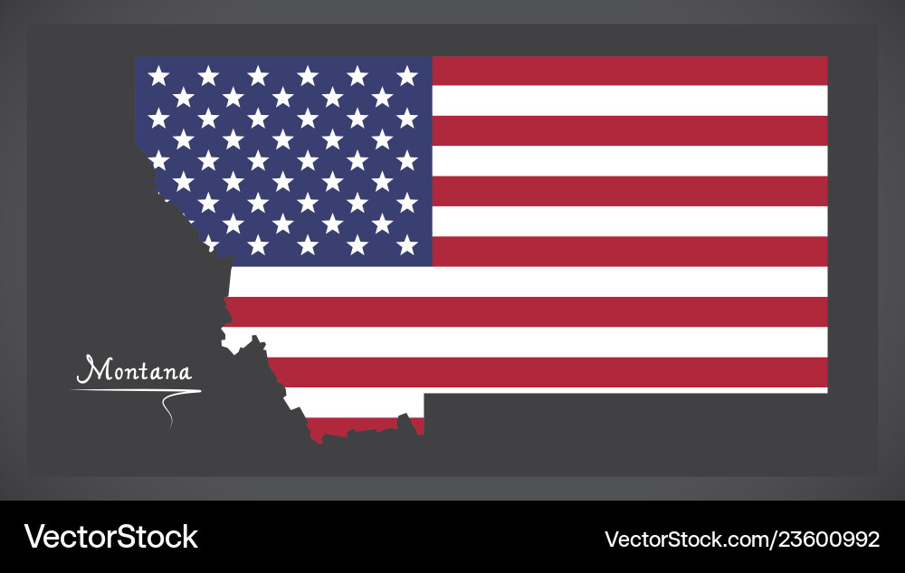 Montana map with american national flag Royalty Free Vector