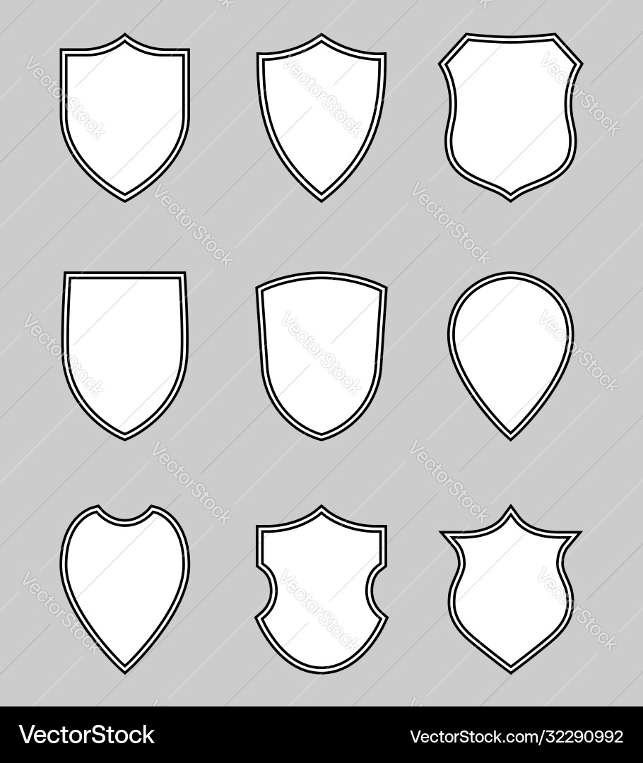 Nine white shields Royalty Free Vector Image - VectorStock