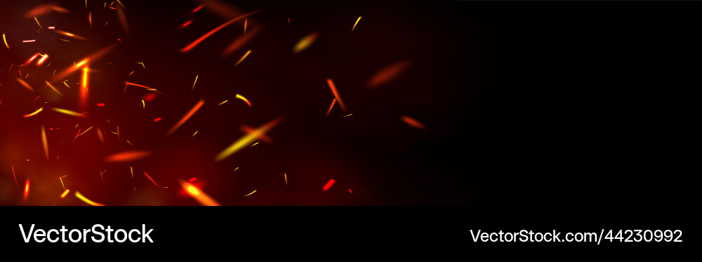 Red fire sparks overlay effect on black background