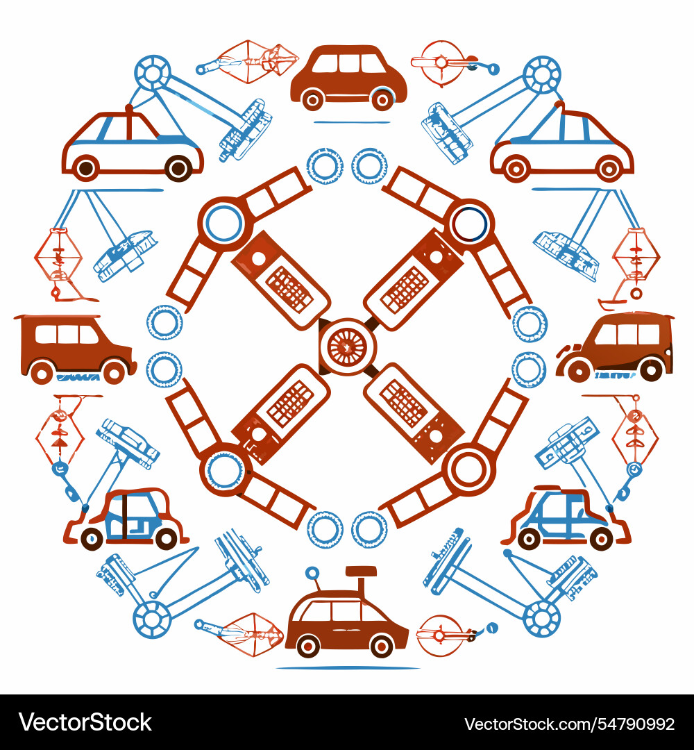 Robotic arms forming symmetrical shapes precision Vector Image