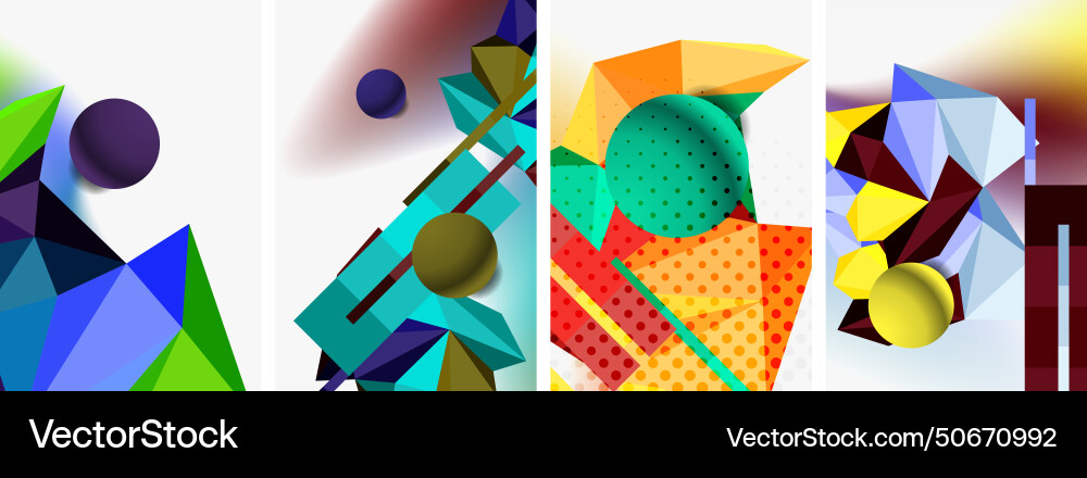 Set of geometric abstract composition with spheres