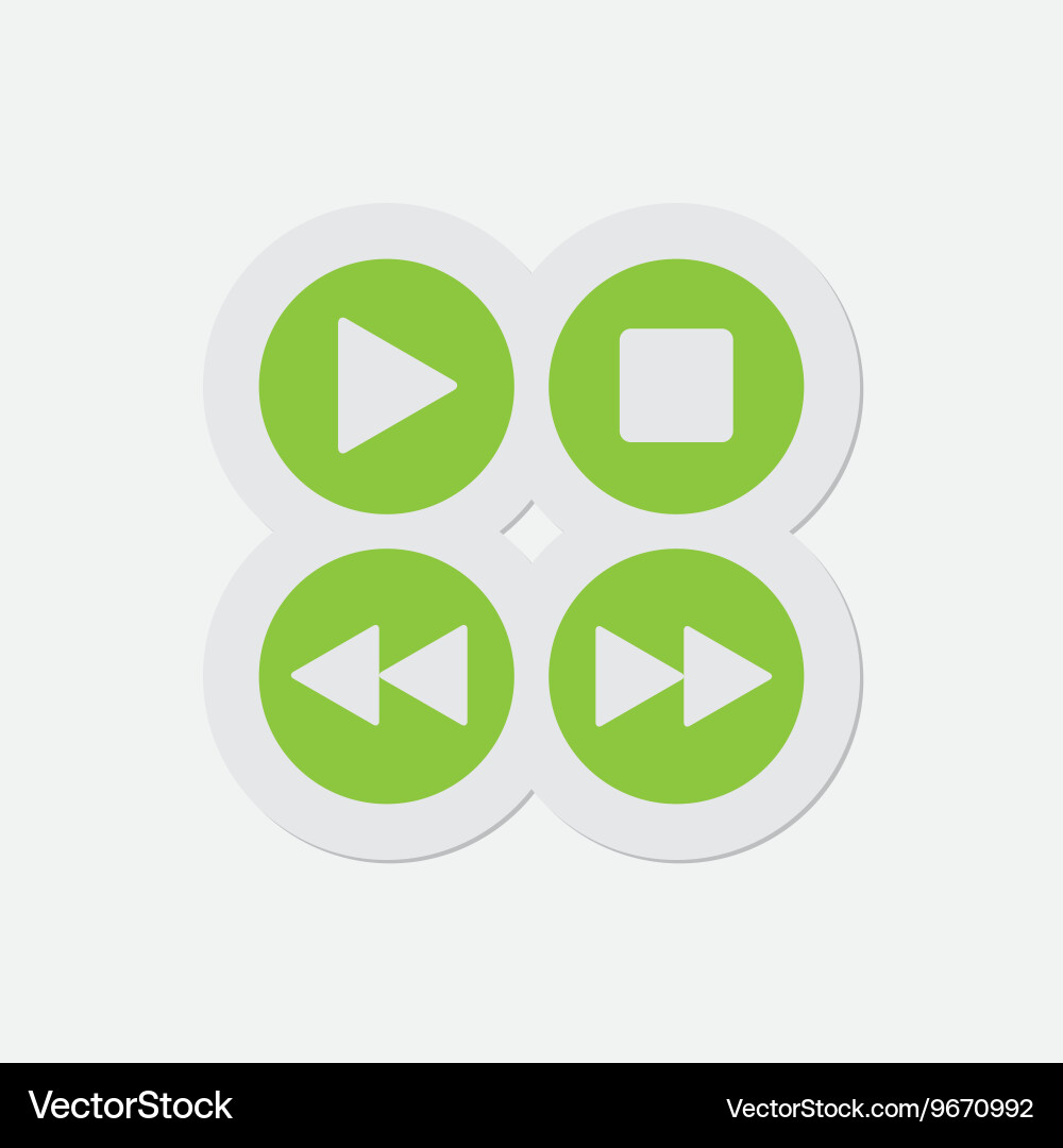 Simple green icon - four music control buttons Vector Image