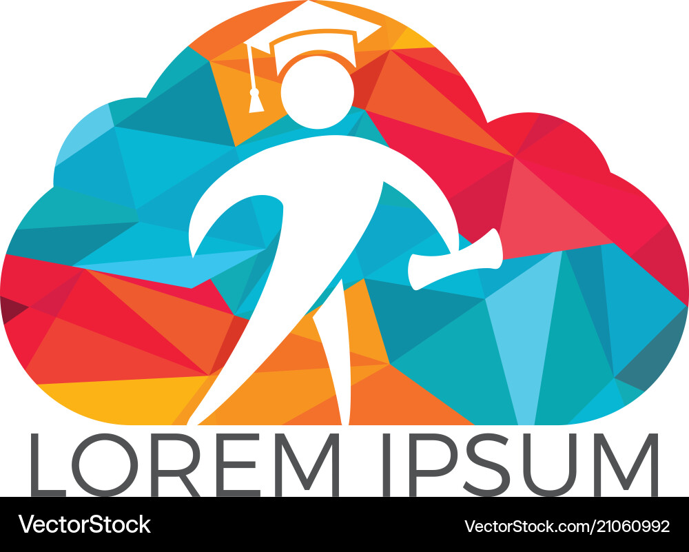 Student and cloud logo design Royalty Free Vector Image