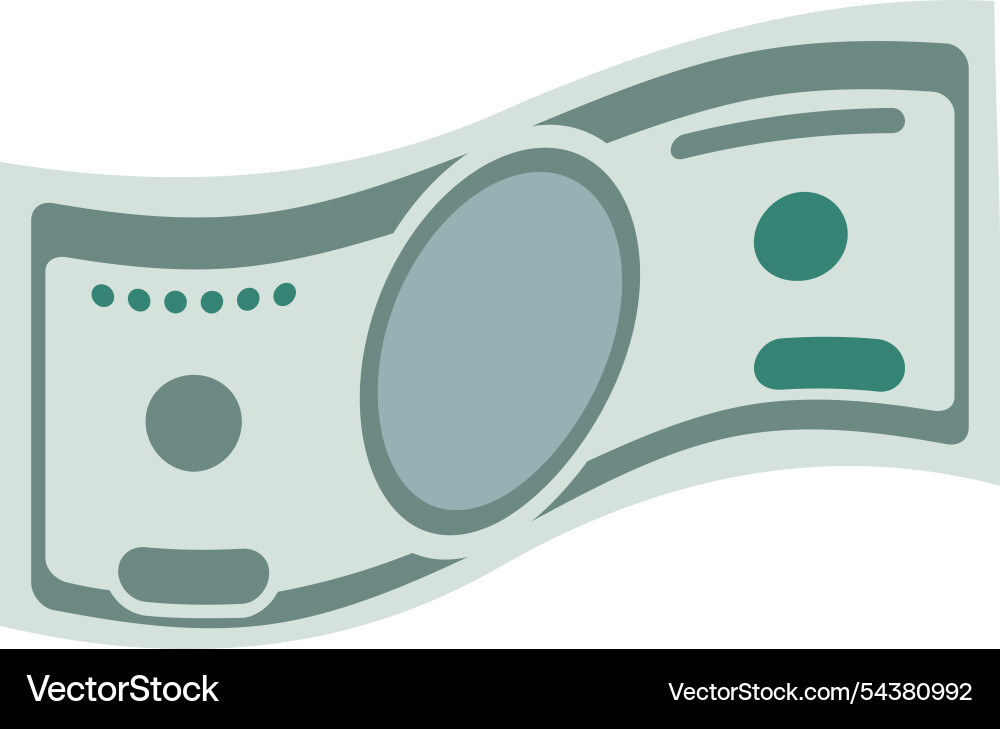 Waving dollar bill green paper banknote icon Vector Image
