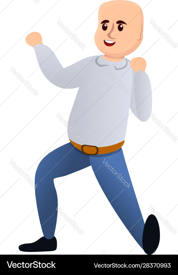 Bald man dancing icon cartoon style Royalty Free Vector