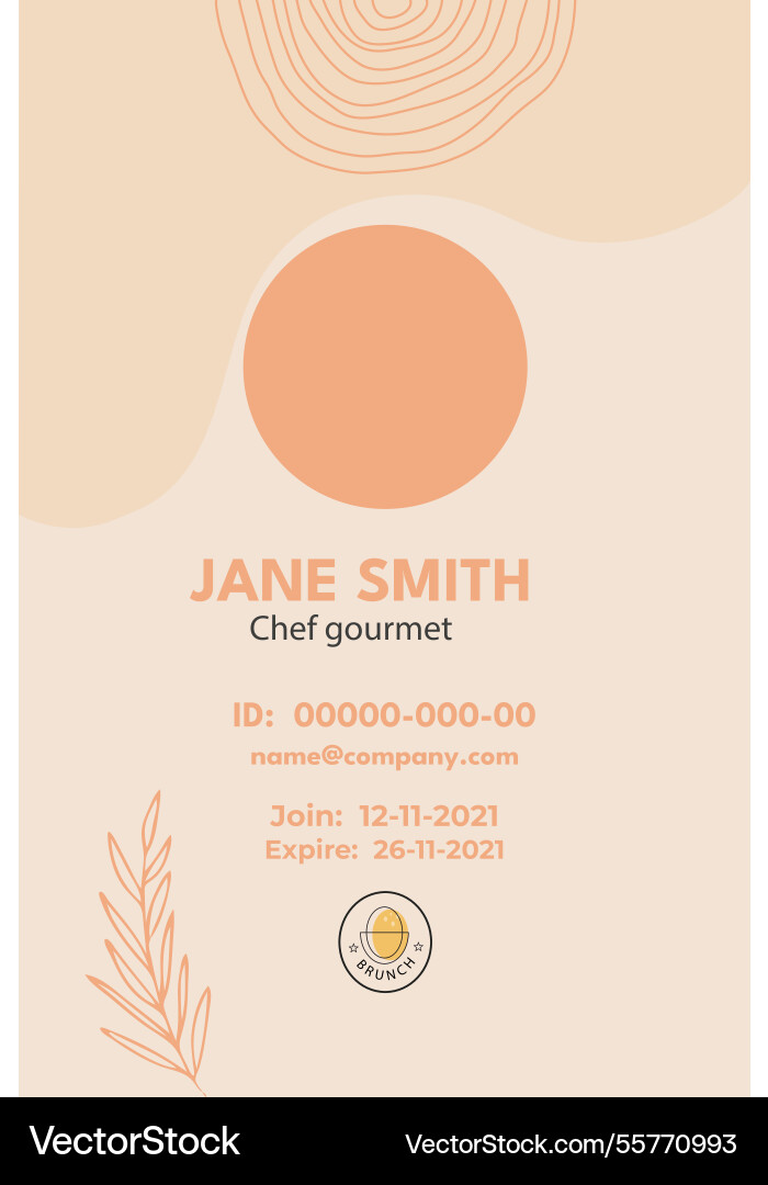 Brunch restaurant id card template Royalty Free Vector Image