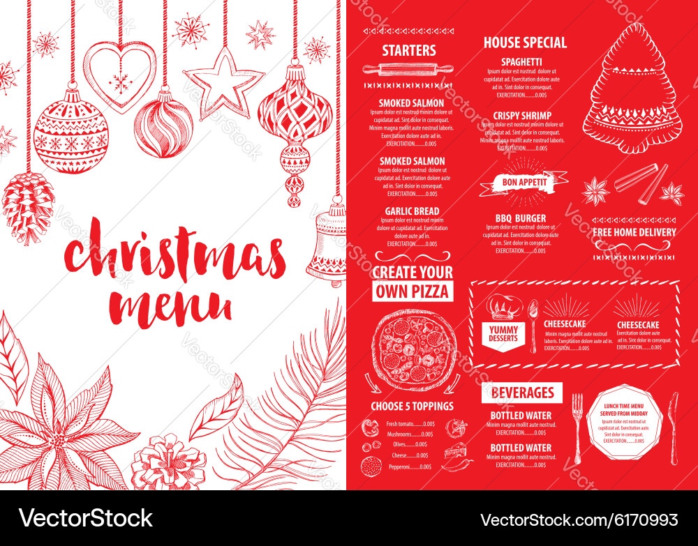 Christmas Party Menu Flyer Royalty Free Vector Image