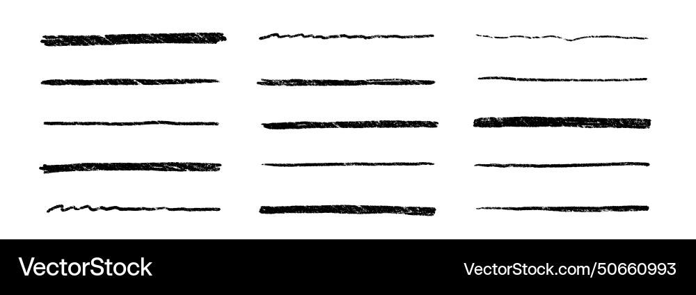 Crayon brush underline stroke set chalk mark Vector Image