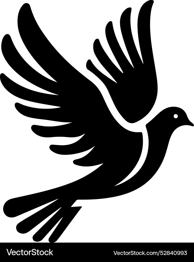 Flat design flying dove silhouette Royalty Free Vector Image
