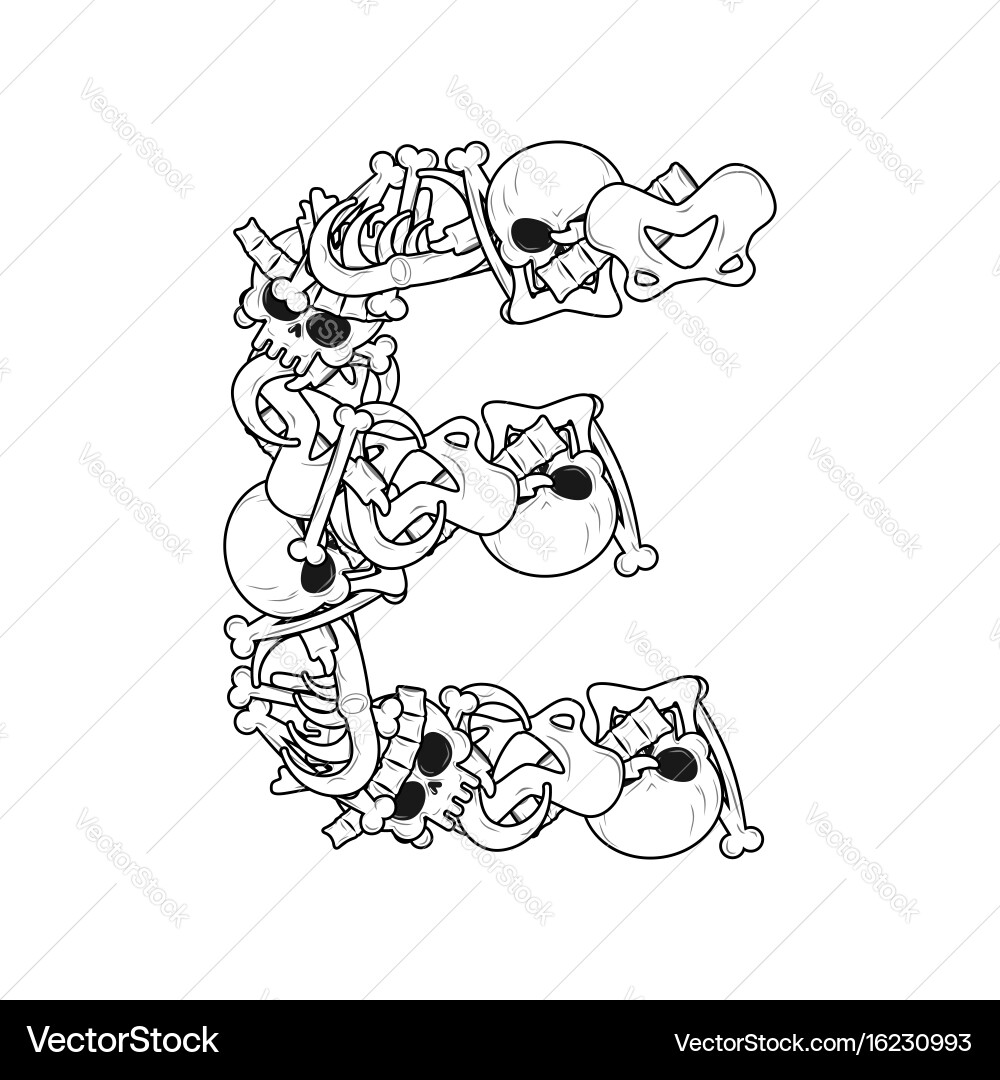 Letter e skeleton bones font anatomy Lizenzfreier Vektor