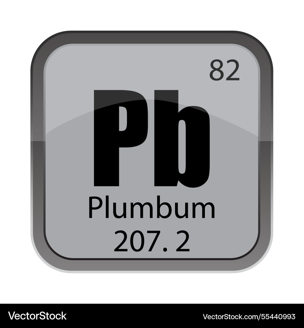 Pb 82 symbol plumbum eight two 2072 gray tile Vector Image