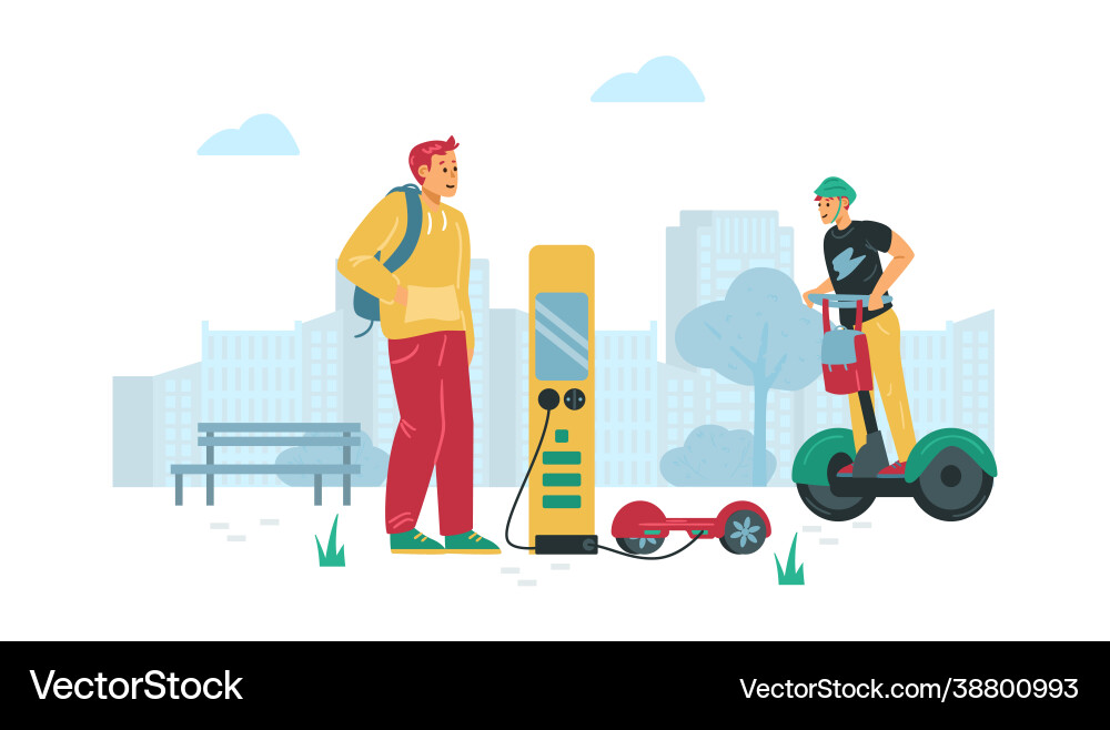 People use personal modern electric eco Royalty Free Vector