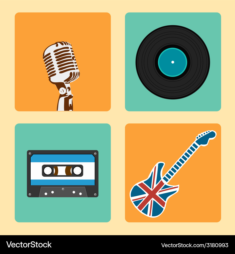 Retro music icons set Royalty Free Vector Image