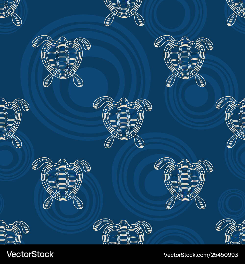 Seamless pattern turtles silhouette australian Vector Image