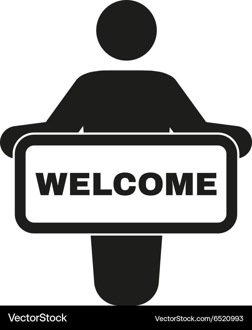 Welcom icon invite symbol flat Royalty Free Vector Image