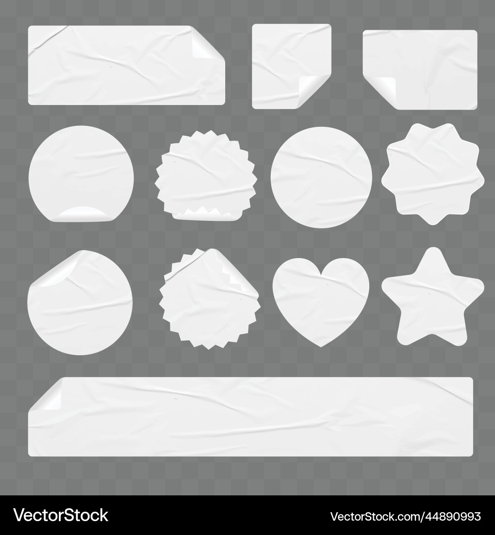 White stickers labels tags of different shapes Vector Image