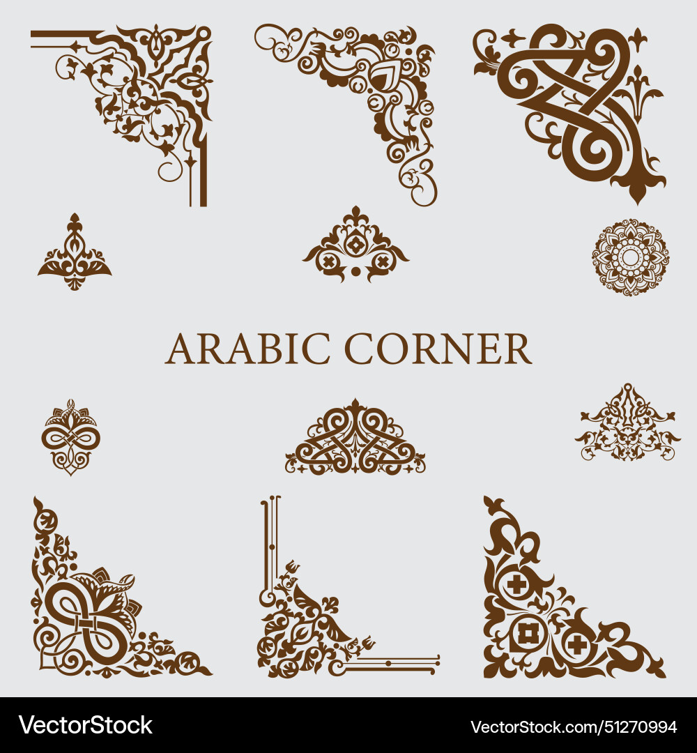 Arabic corner design elements Royalty Free Vector Image