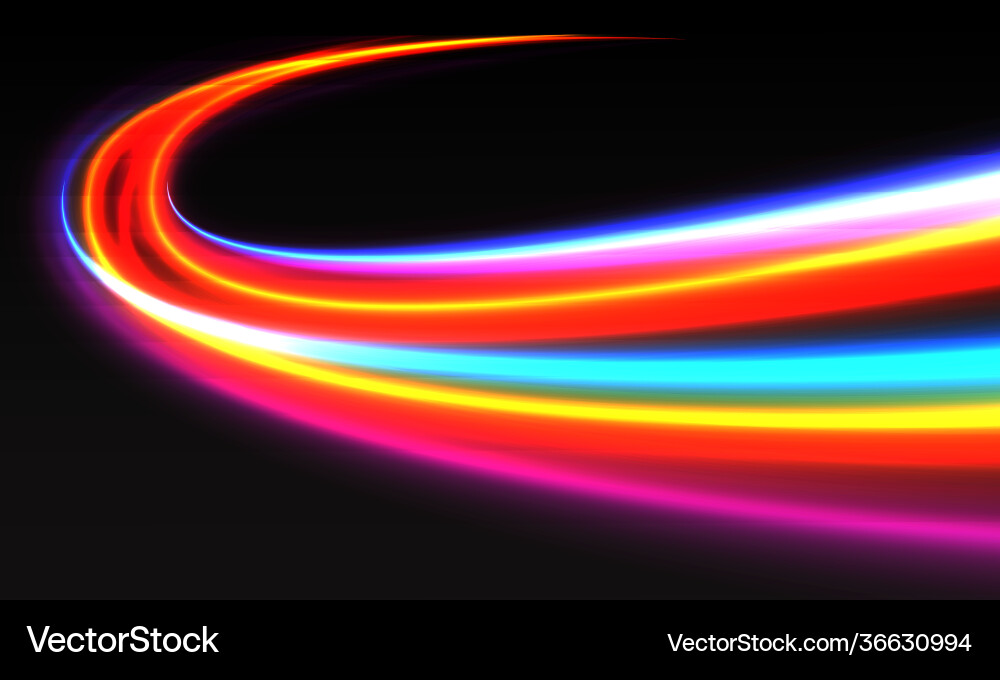 Colorful high speed lights motion dynamic black Vector Image