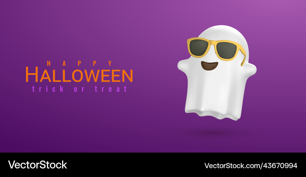 Cute Halloween Ghost Banner Royalty Free Vector Image