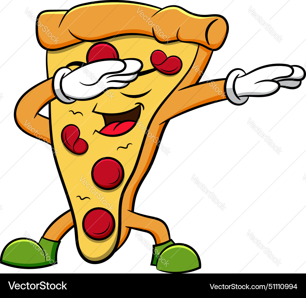 Dabbing pizza slice character cartoon clip art Vector Image