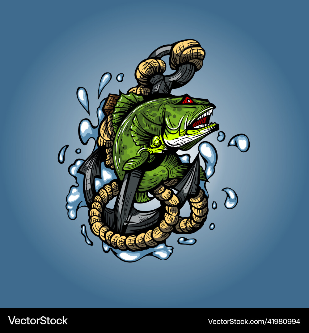 Fish and anchor Royalty Free Vector Image - VectorStock