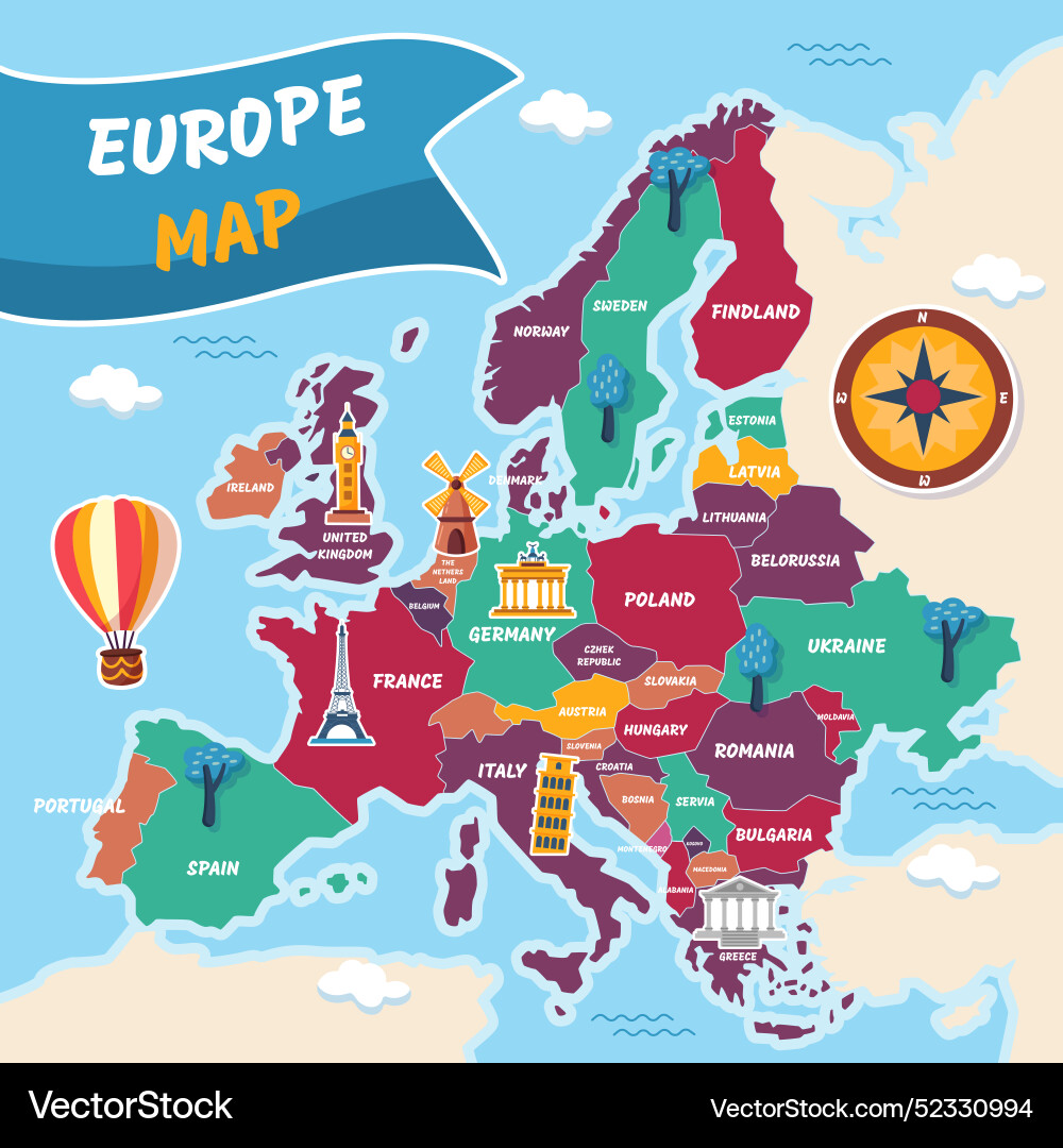 Hand drawn kids map Royalty Free Vector Image - VectorStock