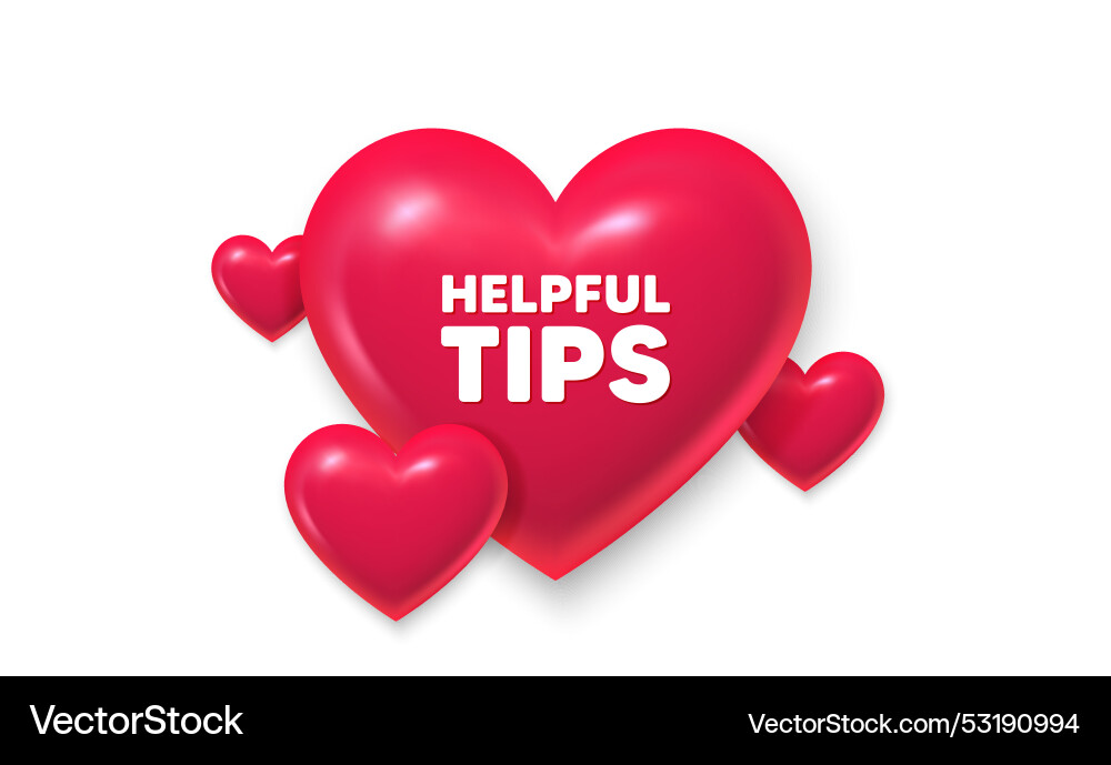 Helpful tips symbol education faq sign 3d hearts Vector Image