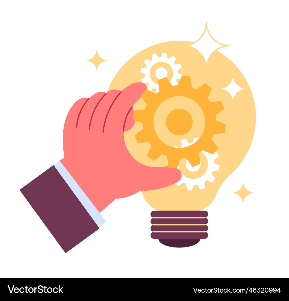 Idea light bulb and gear working process Vector Image