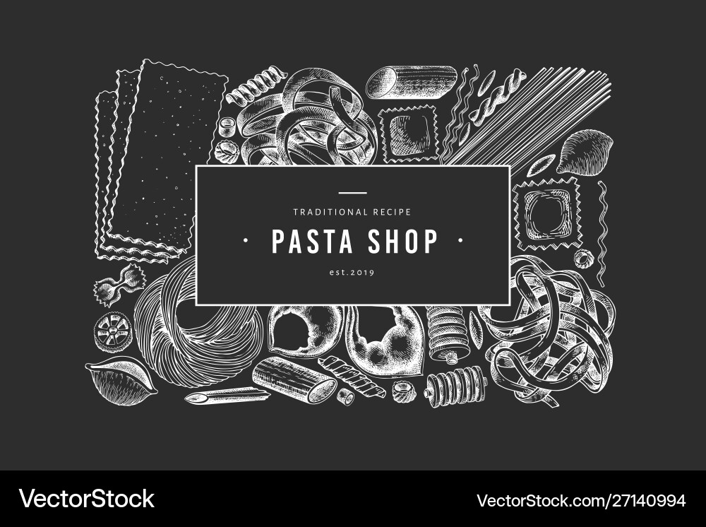 Italian pasta design template hand drawn food Vector Image