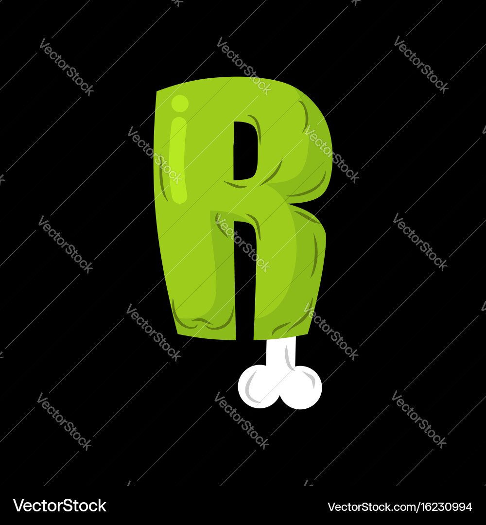 Letter r zombie font monster alphabet bones Vector Image