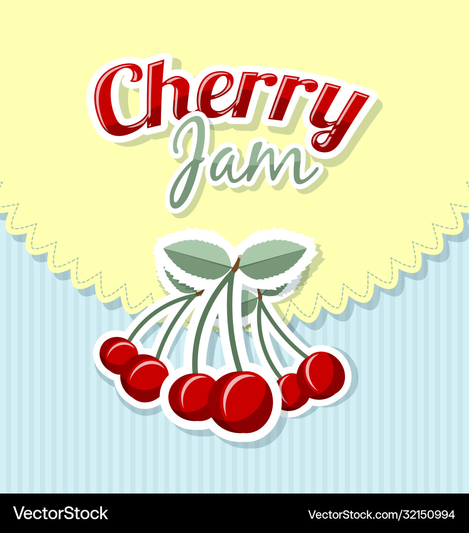 Retro cherry jam label Royalty Free Vector Image