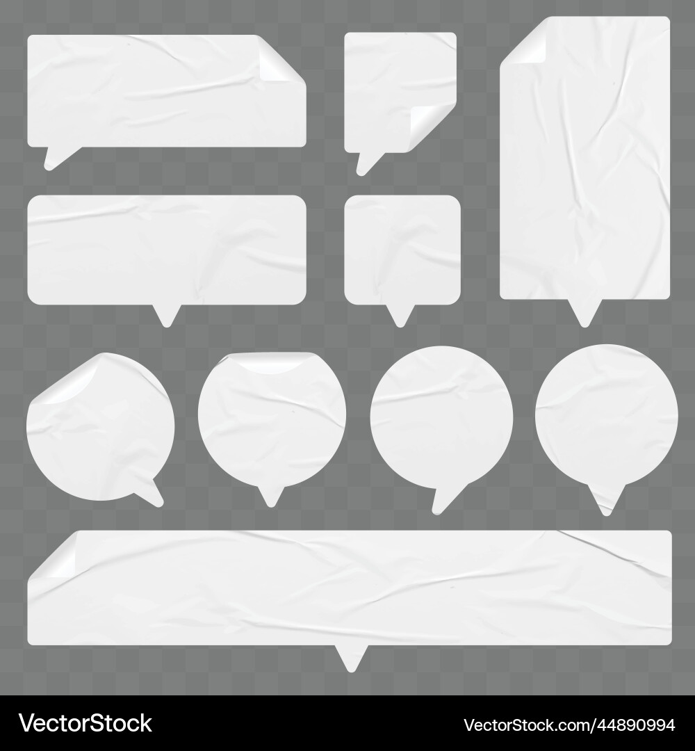 Speech bubbles with white stickers labels tags Vector Image