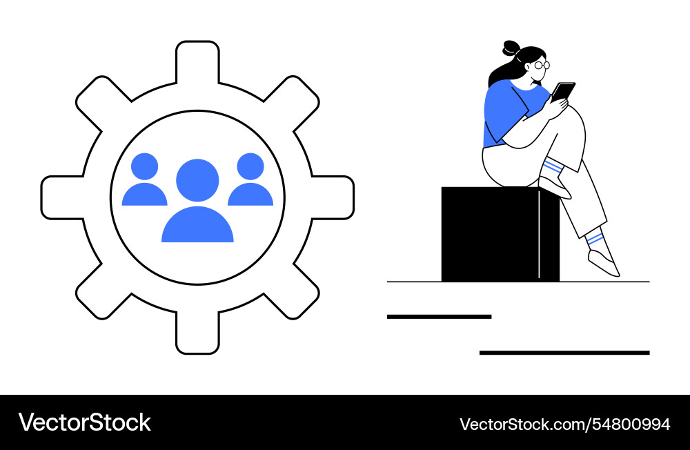 Team collaboration symbol with seated person using