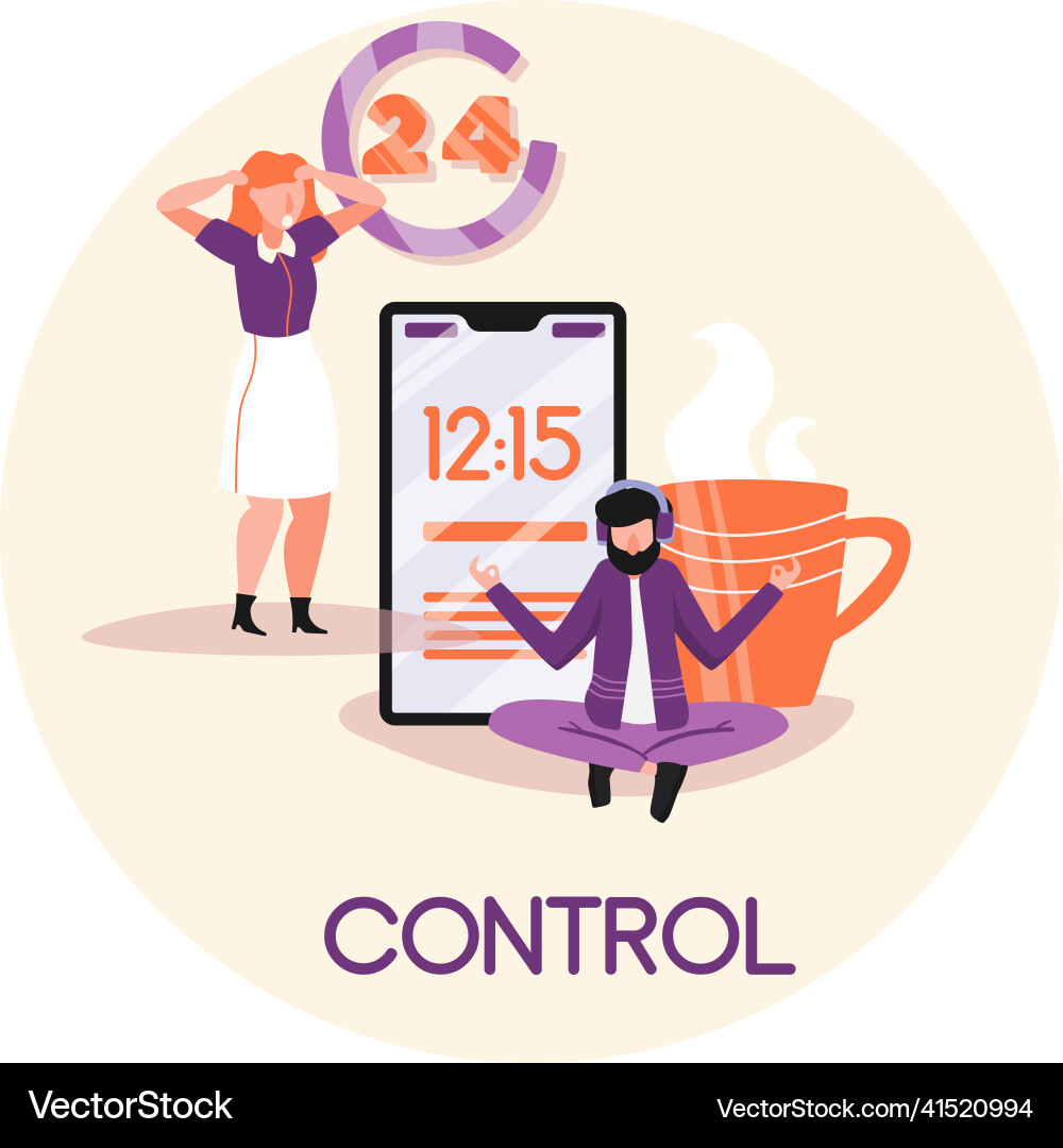 Time control flat composition Royalty Free Vector Image