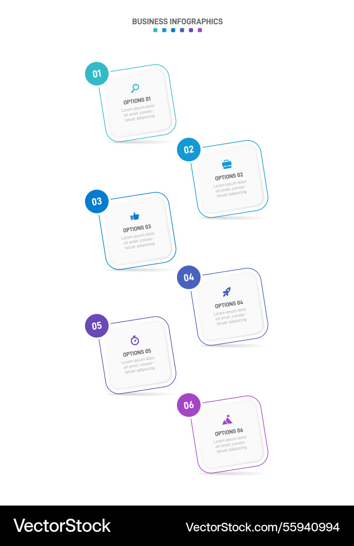 Vertical progress bar featuring 6 arrow-shaped Vector Image