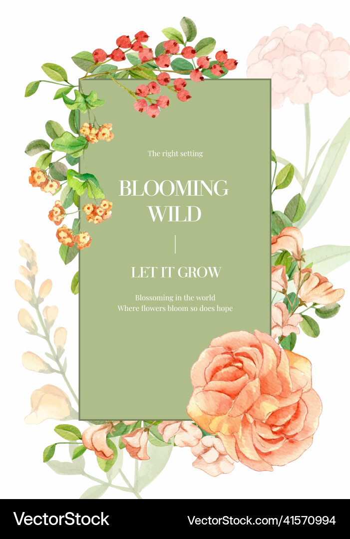 Watercolor Wildflower Poster Template Royalty Free Vector