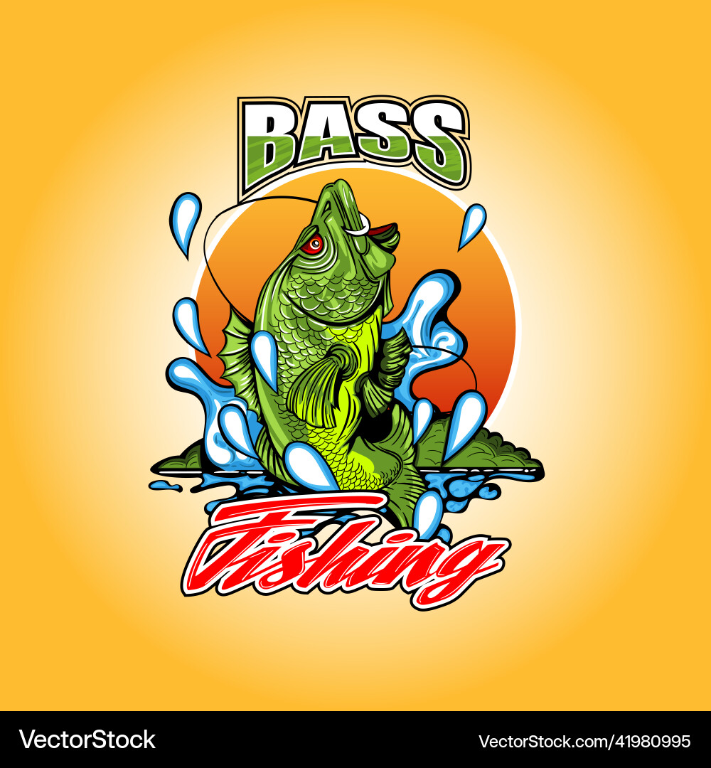 Bass fishing Royalty Free Vector Image - VectorStock