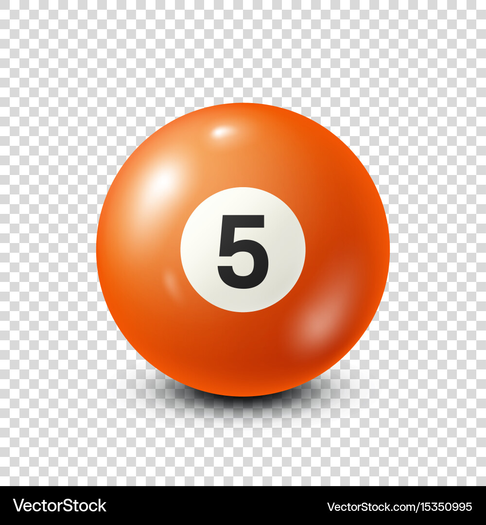 Billiardorange pool ball with number 5snooker Vector Image
