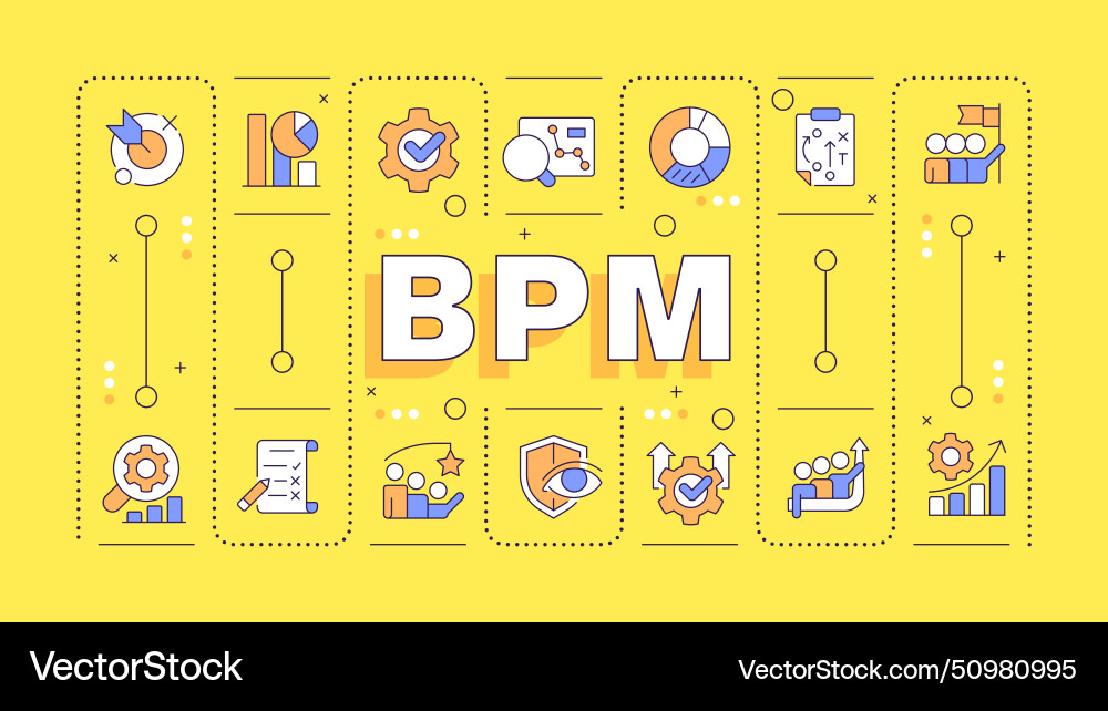 Bpm yellow word concept Royalty Free Vector Image
