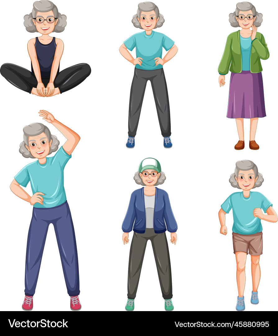 Collection of elderly people characters Royalty Free Vector