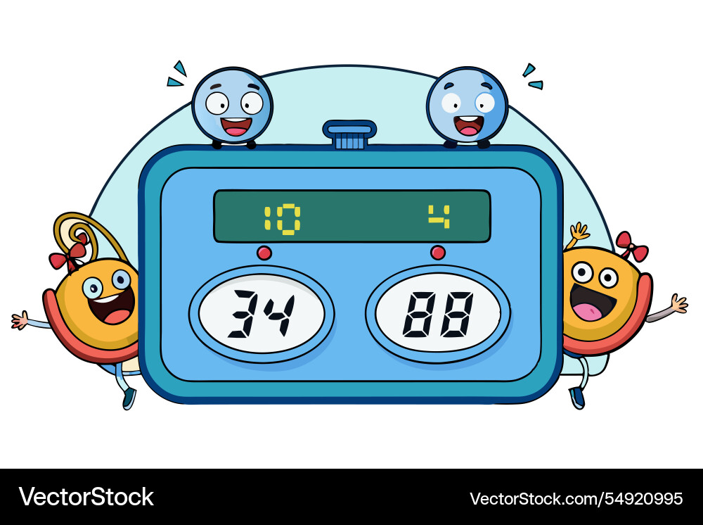 Countdown Timer mit lustigen Cartoon Gesichtern Vektorbild