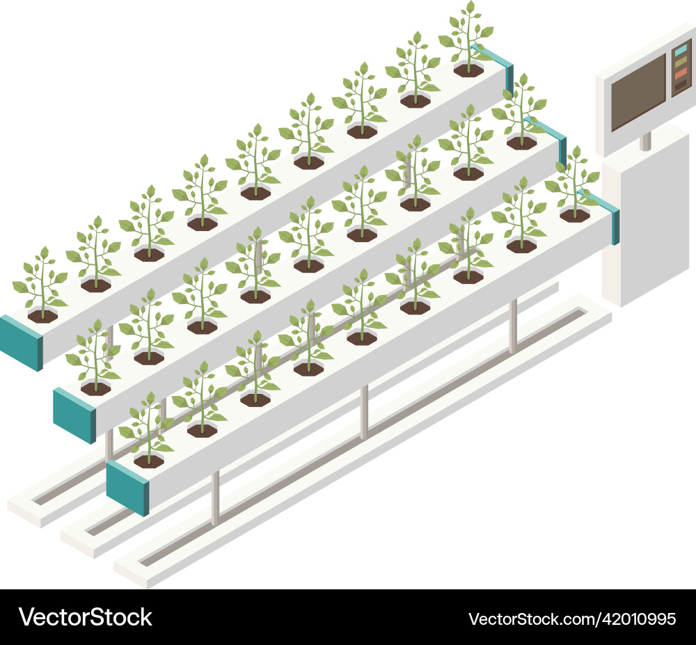 Electronic growing plants composition Royalty Free Vector