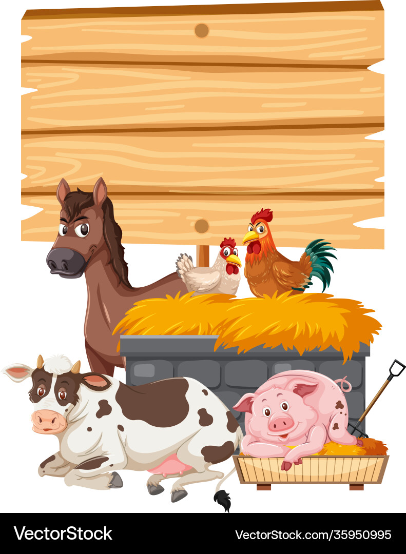 Empty banner with animal farm on white background Vector Image