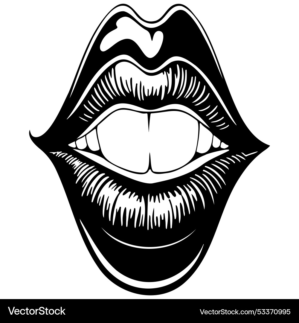 Lips hand drawn line transparent background Vector Image