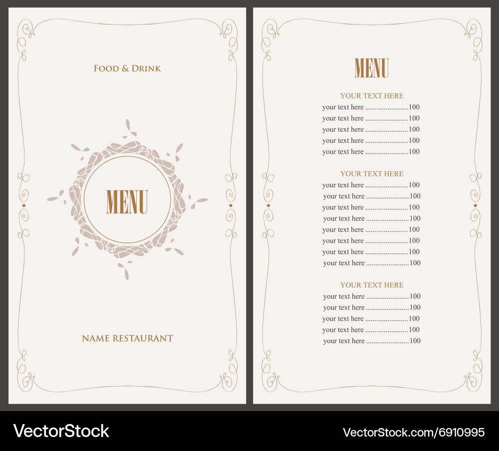 Menu for the restaurant Royalty Free Vector Image