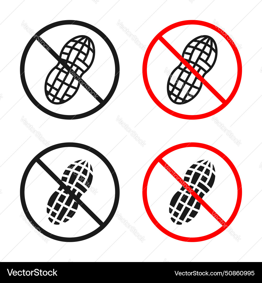No peanut sign nut allergy symbol free Royalty Free Vector